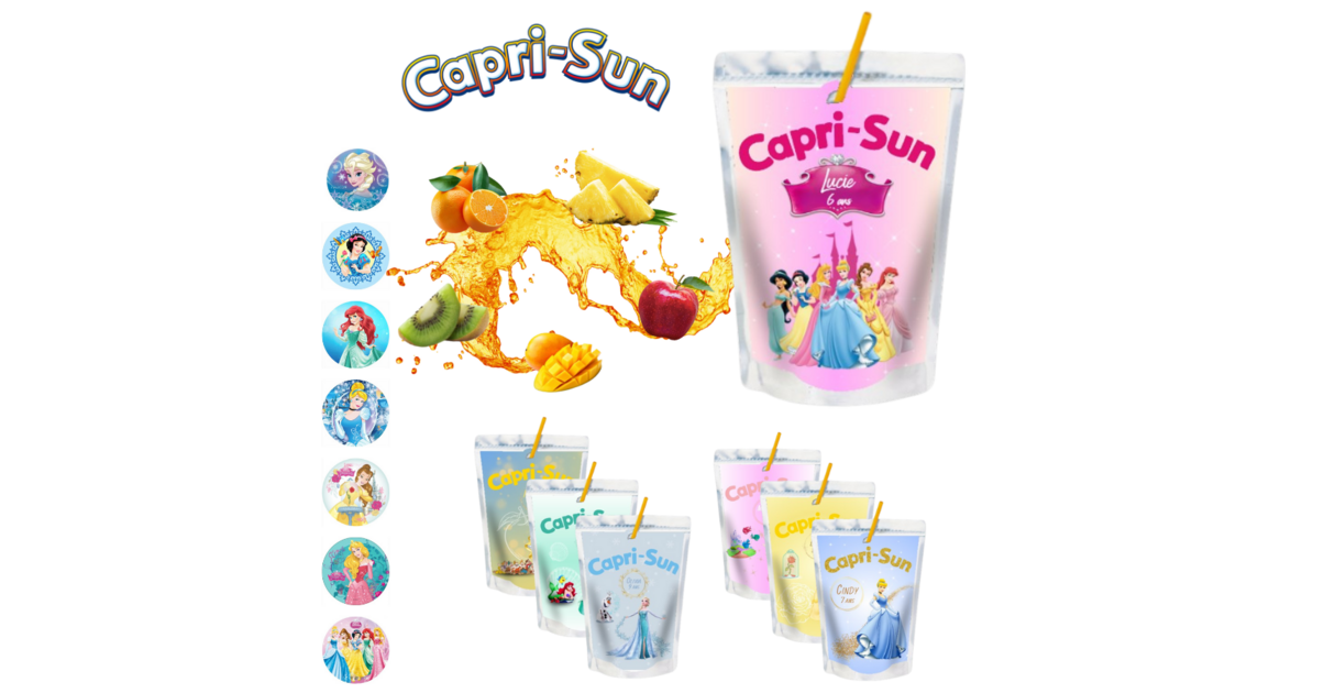Capri-Sun personnalisé Princesses - Boissons/Capri-Sun - L'Atelier Créations